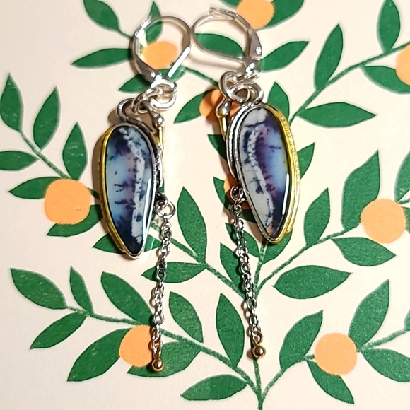 Source Unknown | Jewelry | Earrings Cygnet In Blues With Gold And ...